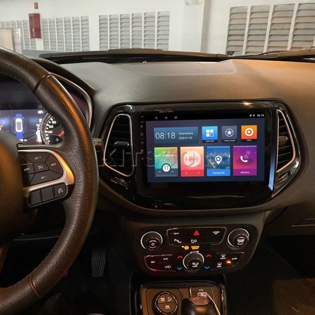 Multimídia Jeep Compass 2017 2018 2019 2020 2021 V2 Carplay 9" – Kitssom