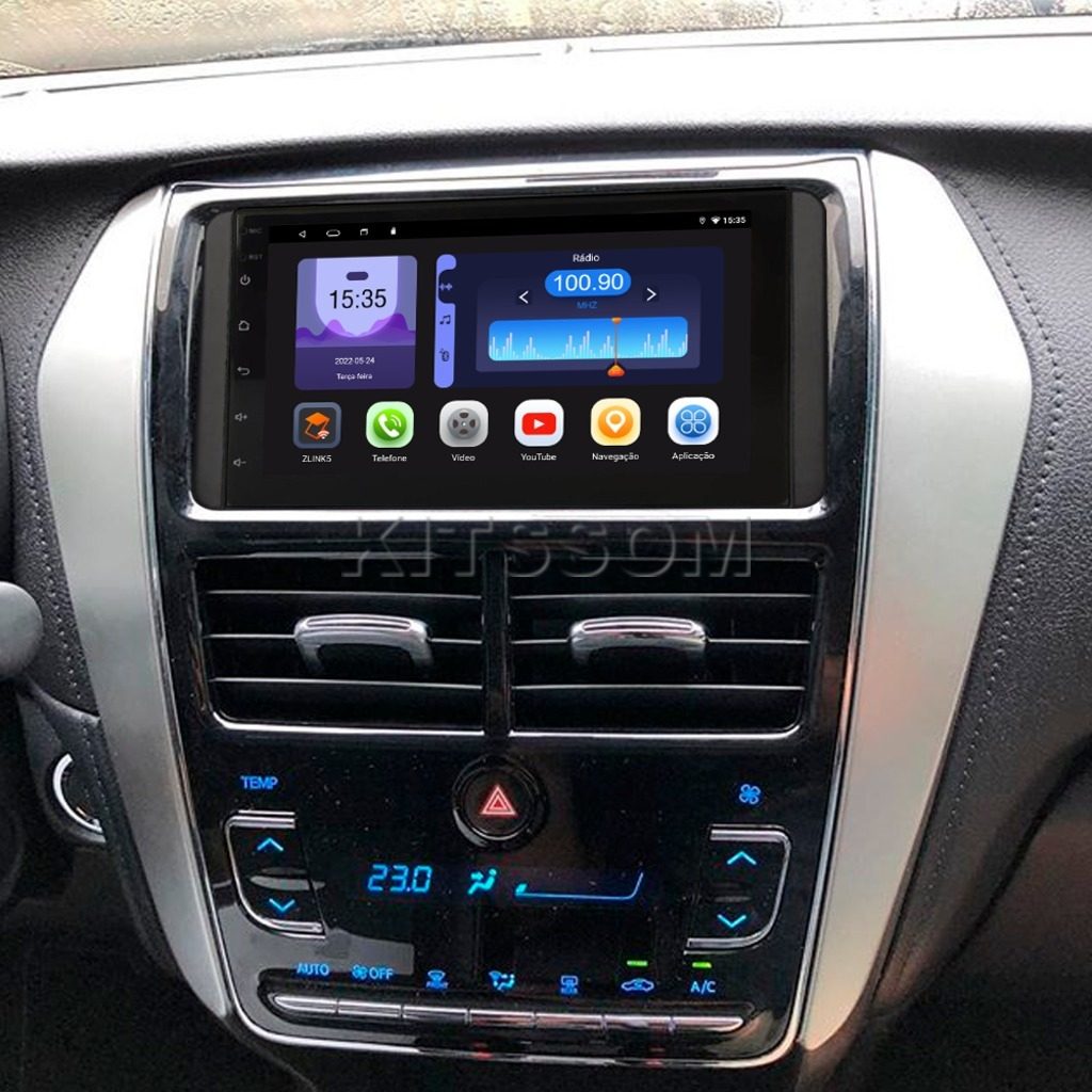 Multimídia Toyota Yaris 2021 2022 2023 AC DIG V2 Octa 4G 7" 2017 2018 – Kitssom