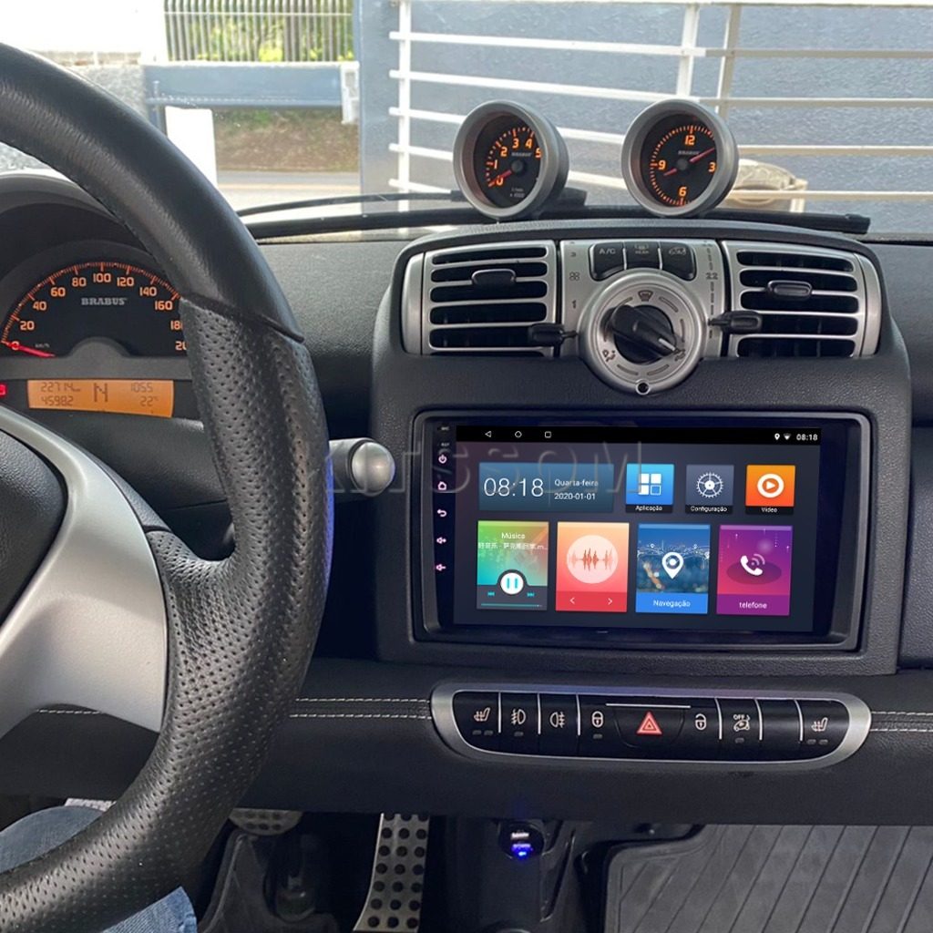 Multimídia Smart Fortwo 2006 2007 2008 2009 2010 V2 Carplay 9" 2005